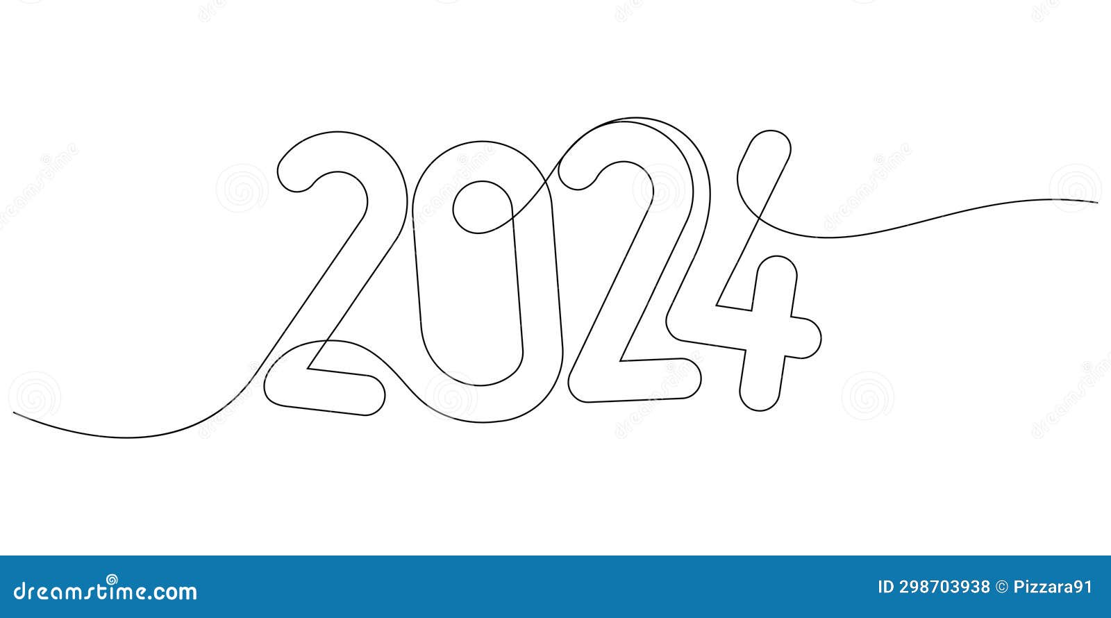 Continuous Line Drawing 2024 Number Design Logo Minimalism Stock Vector ...