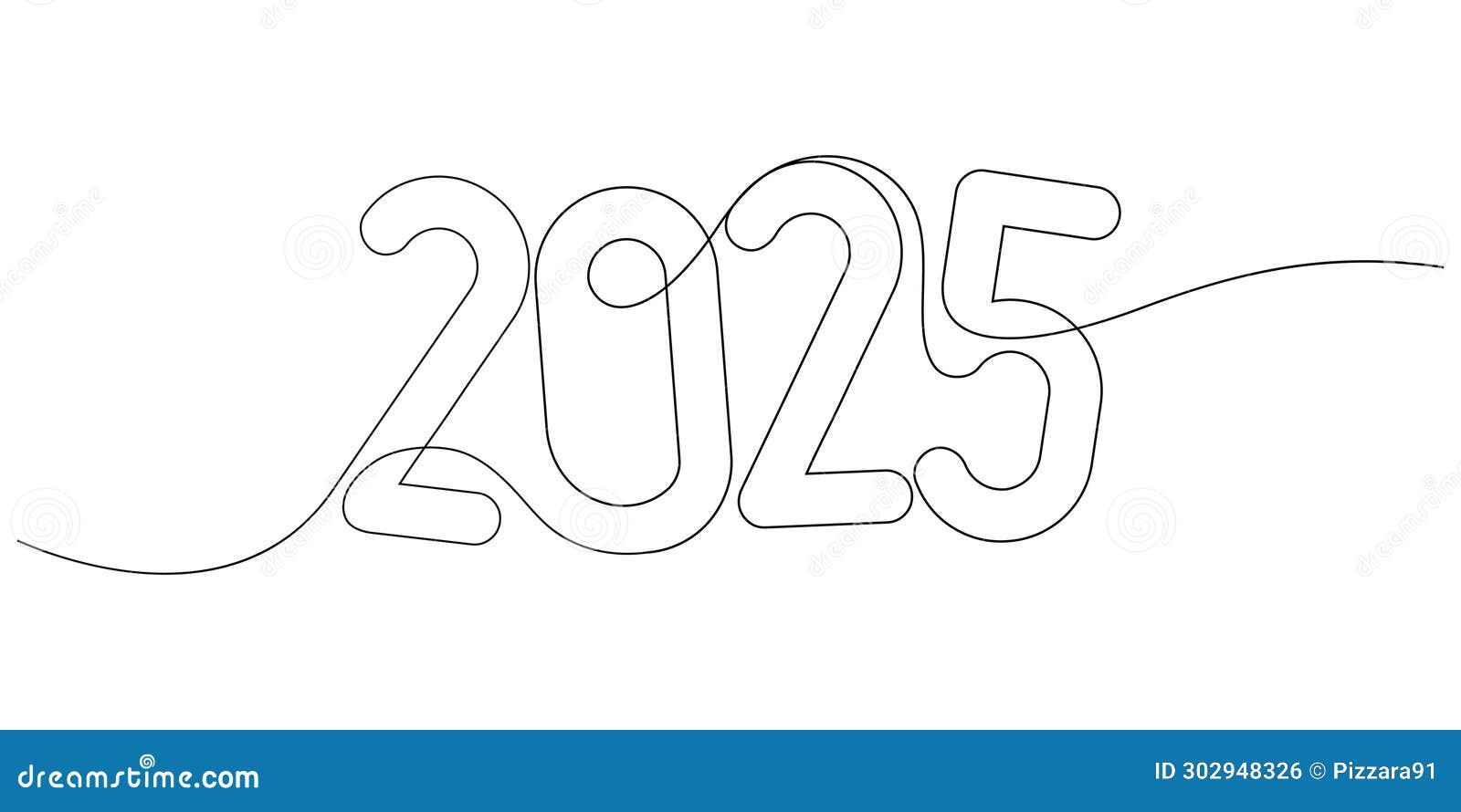 Continuous Line Drawing 2025 Number Design Logo Minimalism Stock Vector ...