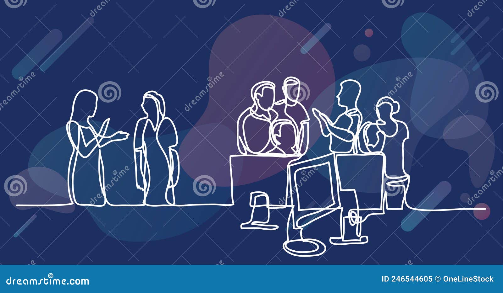 Continuous Line Drawing of Office Party Stock Vector - Illustration of ...