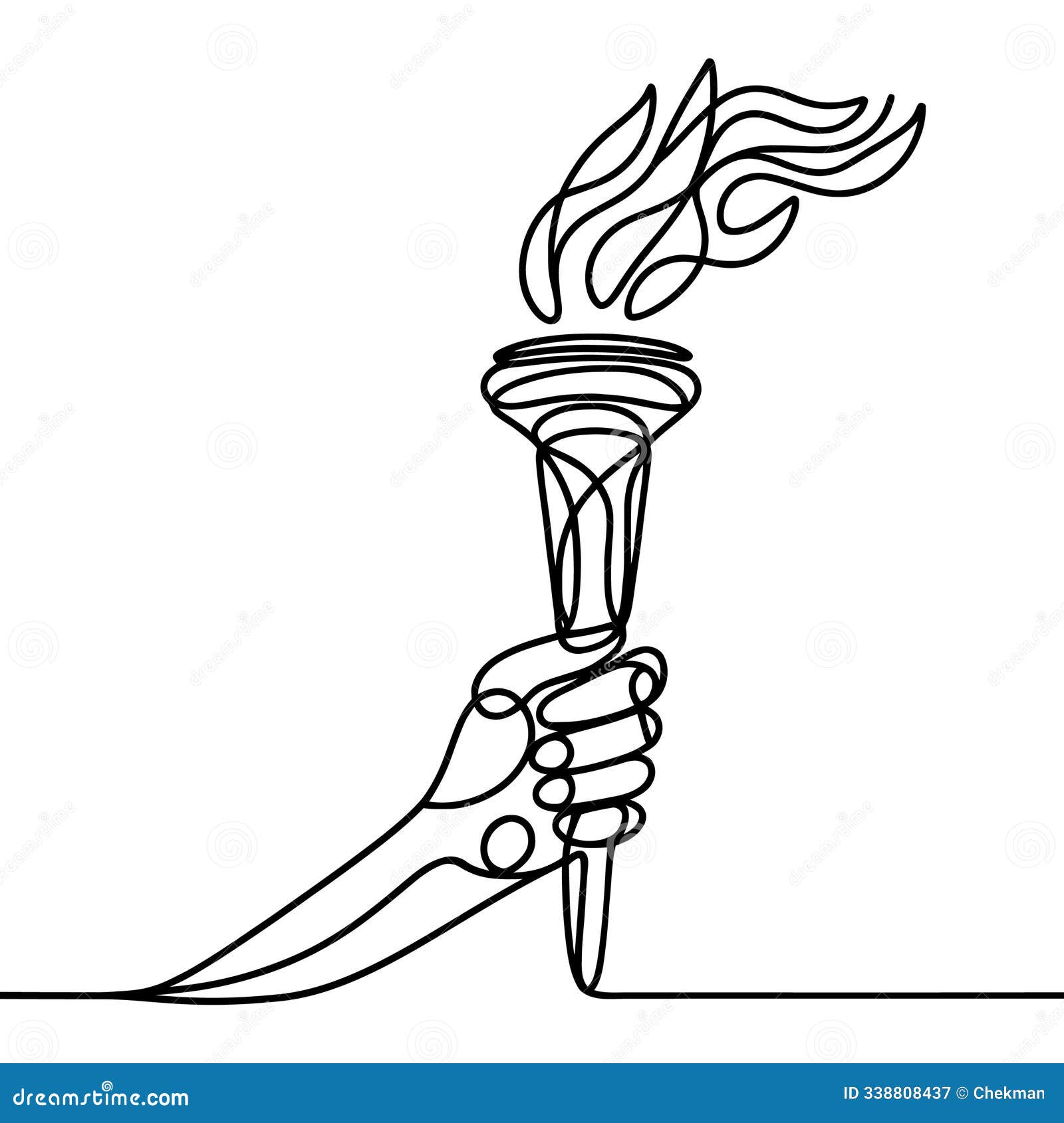 Continuous Line Drawing of the Olympic Torch. Single Line Drawing of ...