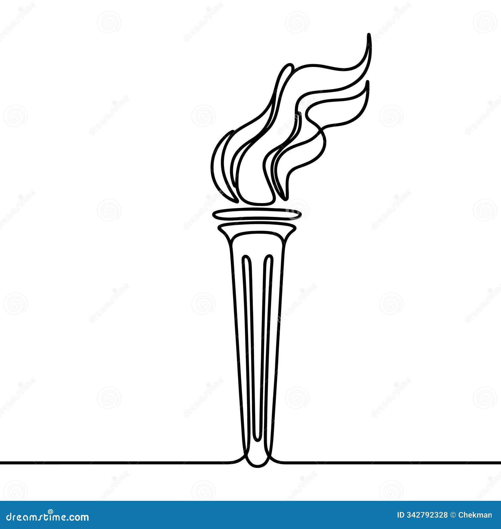 Continuous Line Drawing of the Olympic Torch. Single Line Drawing of ...