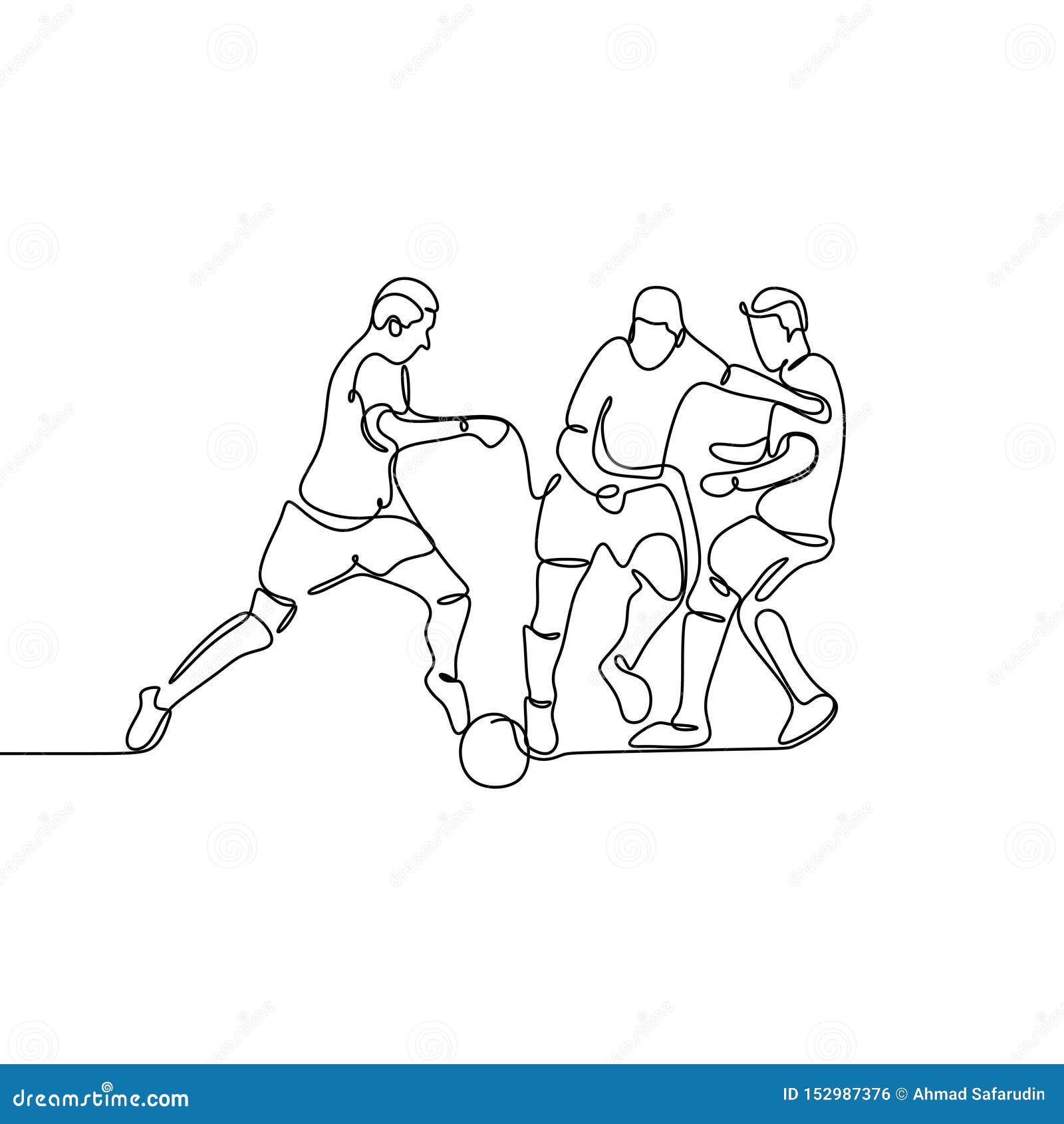 Continuous Line Drawing or One Line Drawing of Two Soccer Players ...
