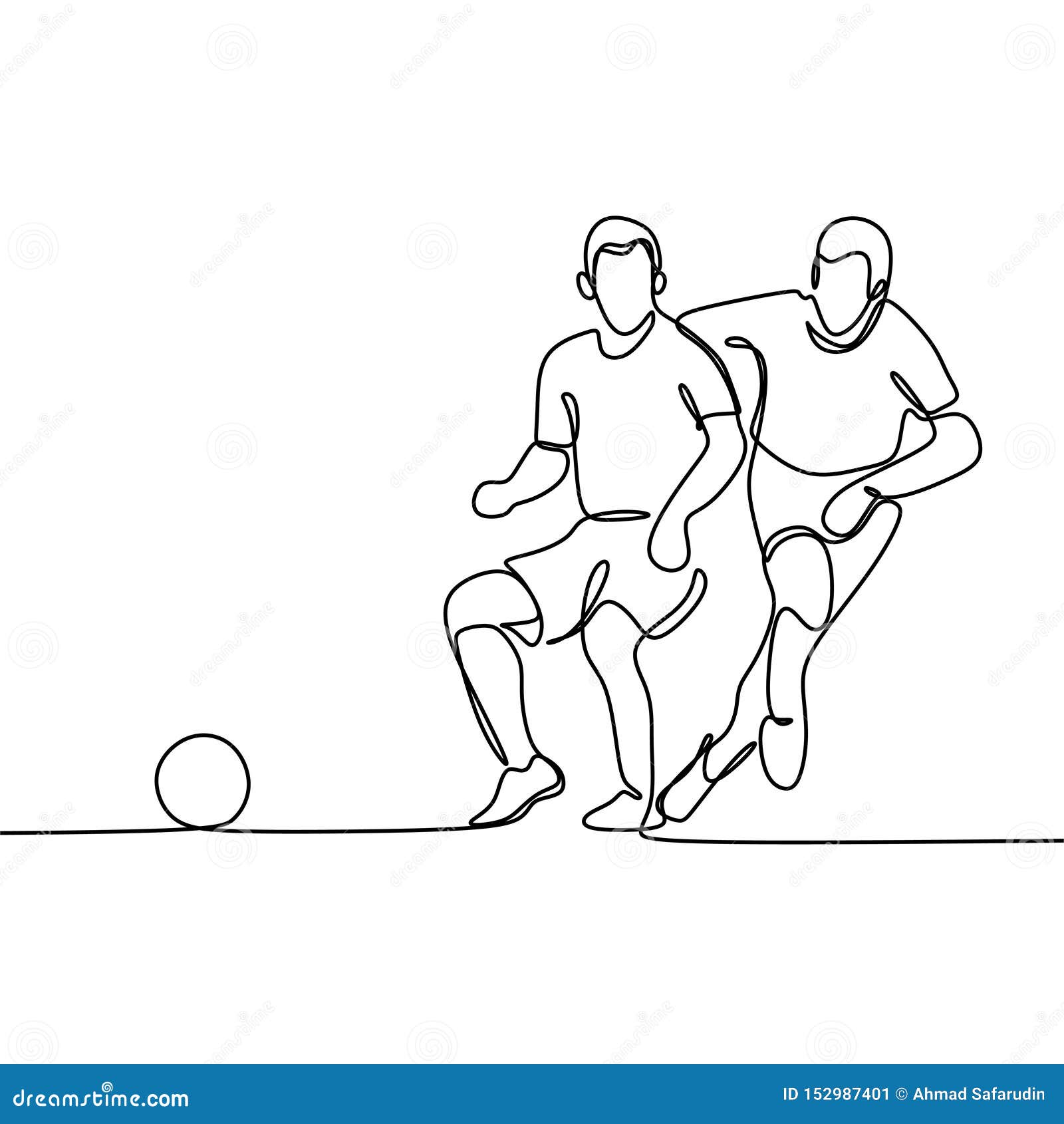 Continuous Line Drawing or One Line Drawing of Two Soccer Players ...