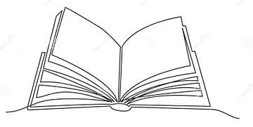 Continuous Line Drawing of Open Book Stock Vector - Illustration of ...