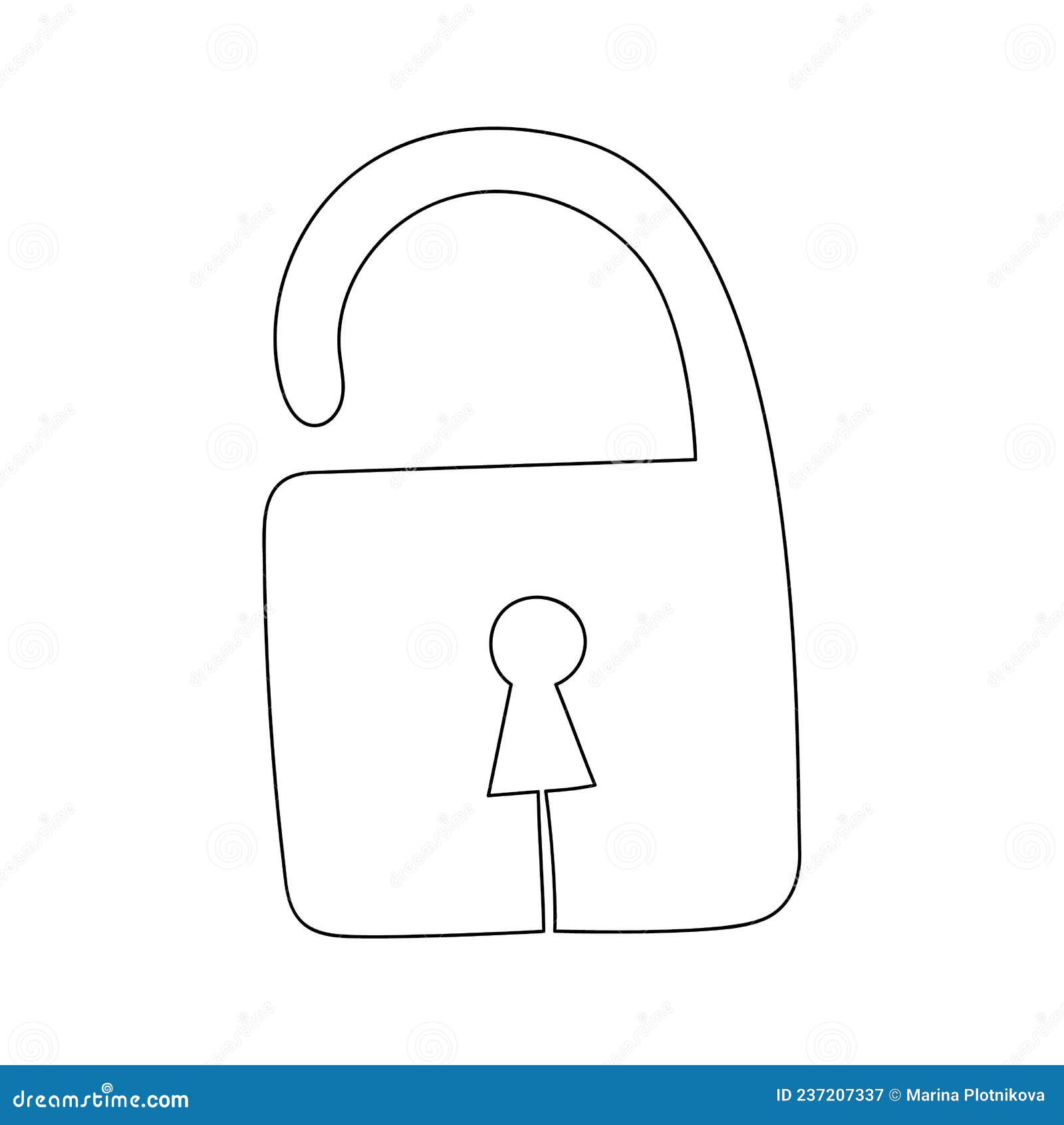 Continuous Line Drawing Open Lock. Template for Your Design. Vector ...