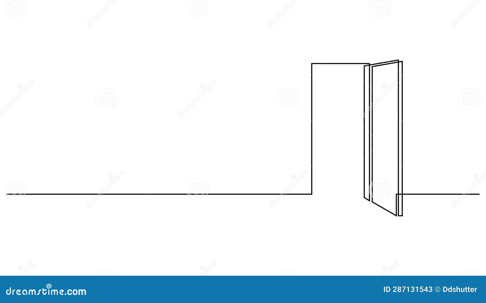 Continuous Line Drawing of Opened Door. Concept of Opportunity and ...
