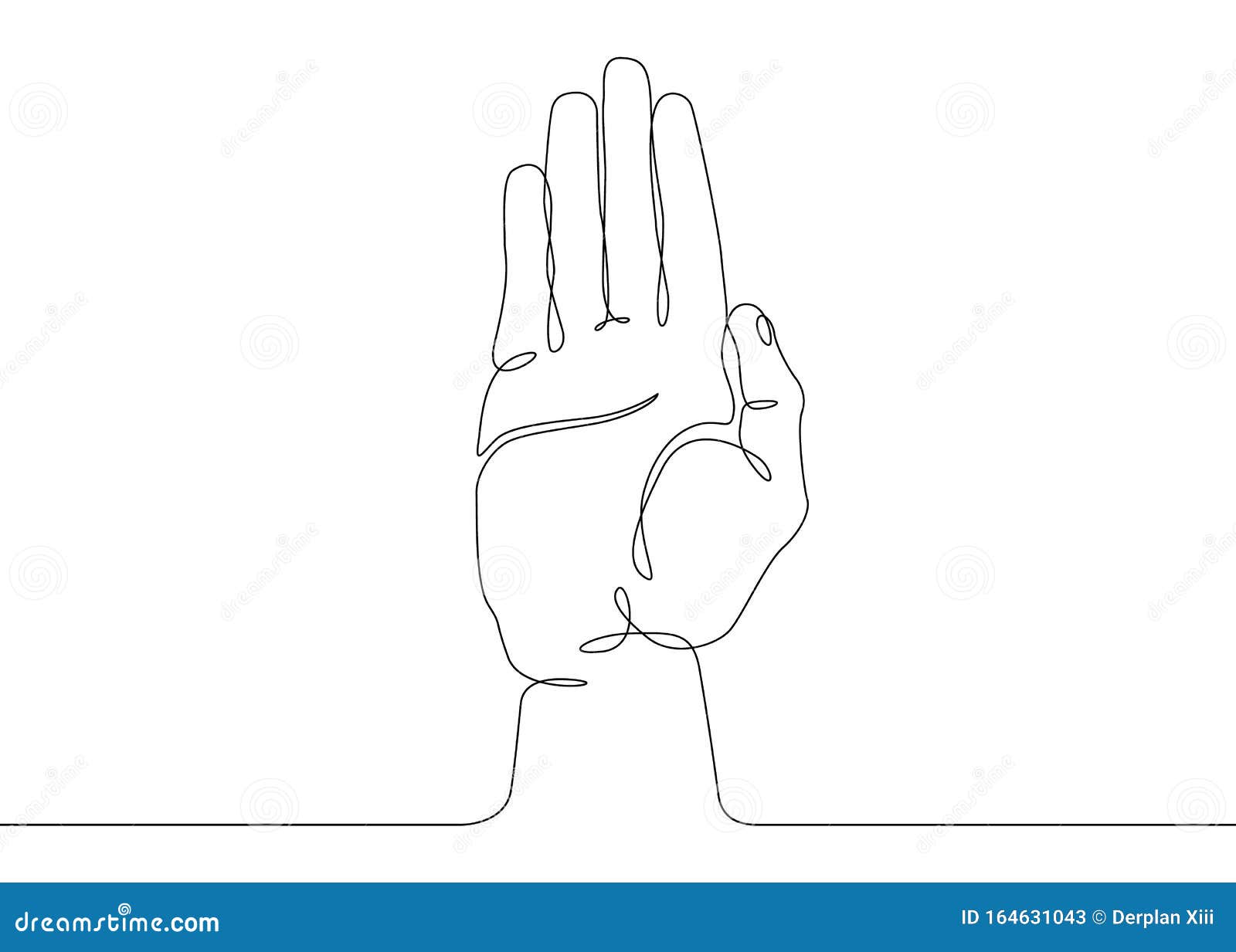Continuous Line Drawing Palm Open Gesture Stock Illustration ...