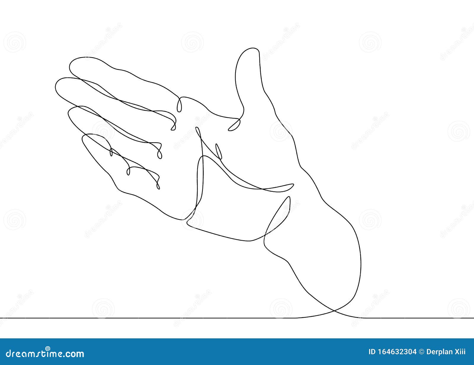 Continuous Line Drawing Palm Open Gesture Stock Illustration ...