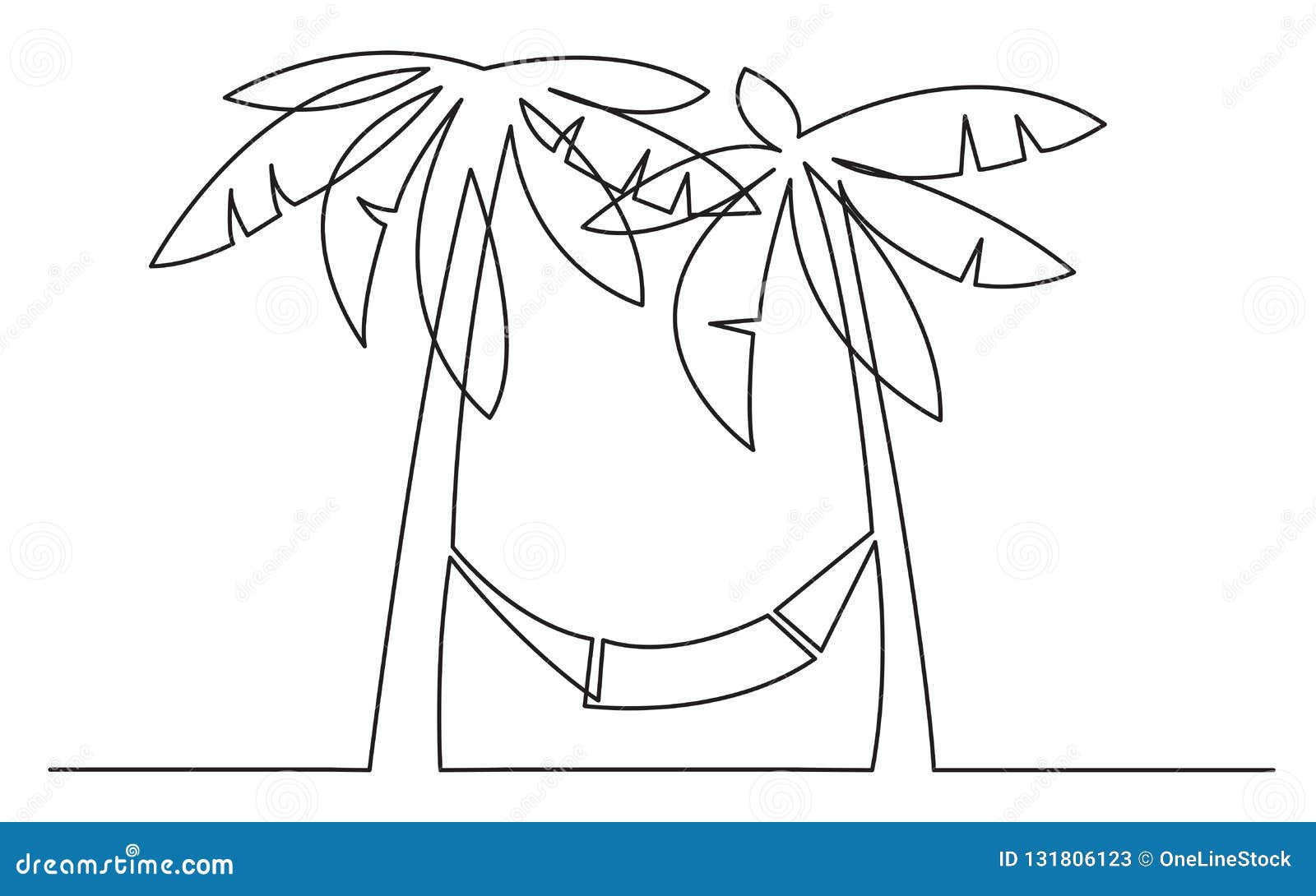 Continuous Line Drawing of Palm Trees and Hammock Stock Vector ... Continuous Line Drawing of Palm Trees and Hammock Stock Vector ...
