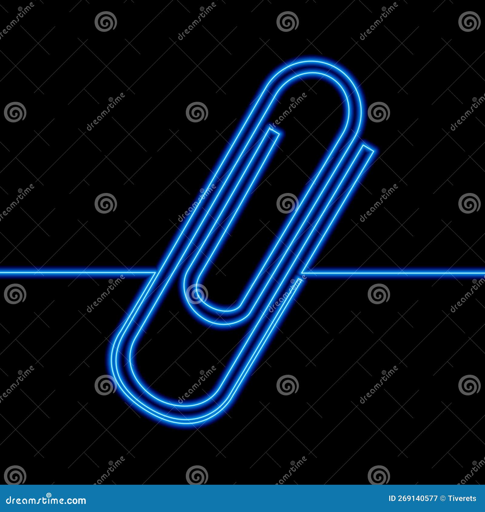 Continuous Line Drawing Paper Clip Icon Neon Glow Vector Illustration ...