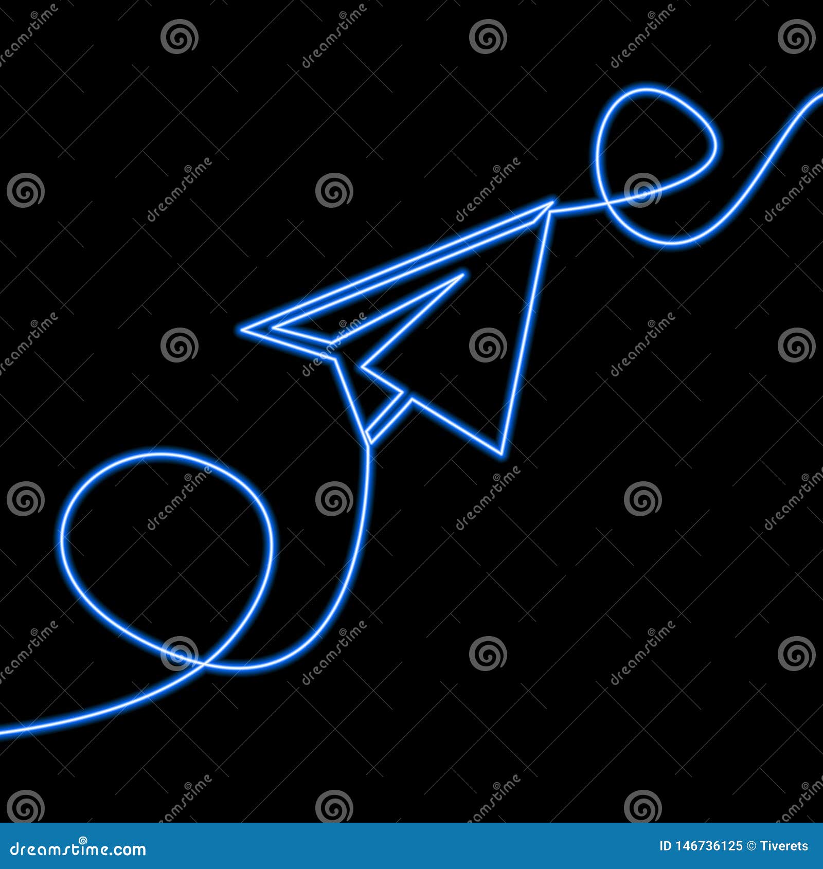 Continuous Line Drawing Paper Plane Neon Concept Stock Vector ...