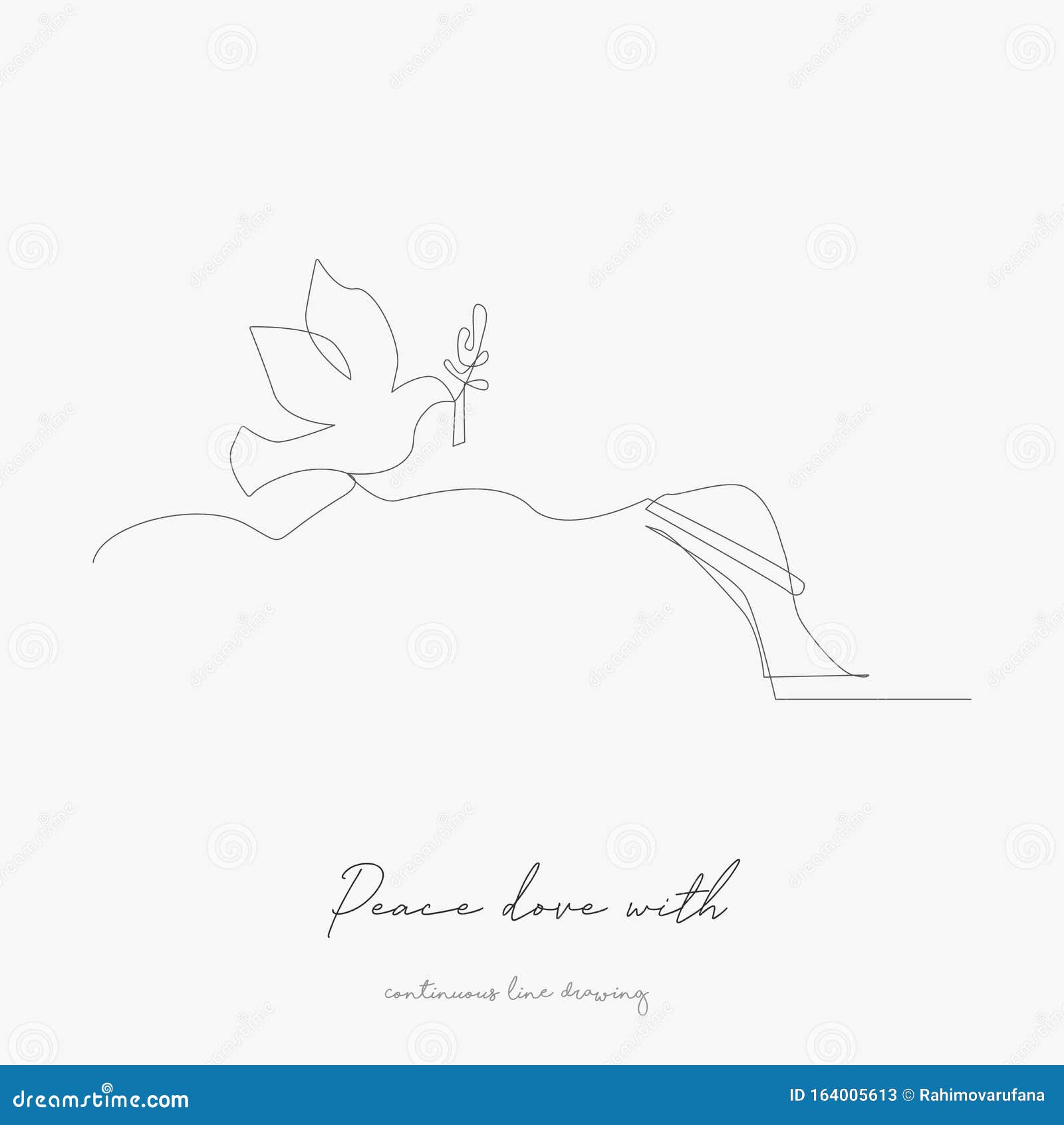 Continuous Line Drawing. Peace Dove With Brunch. Simple Vector ...