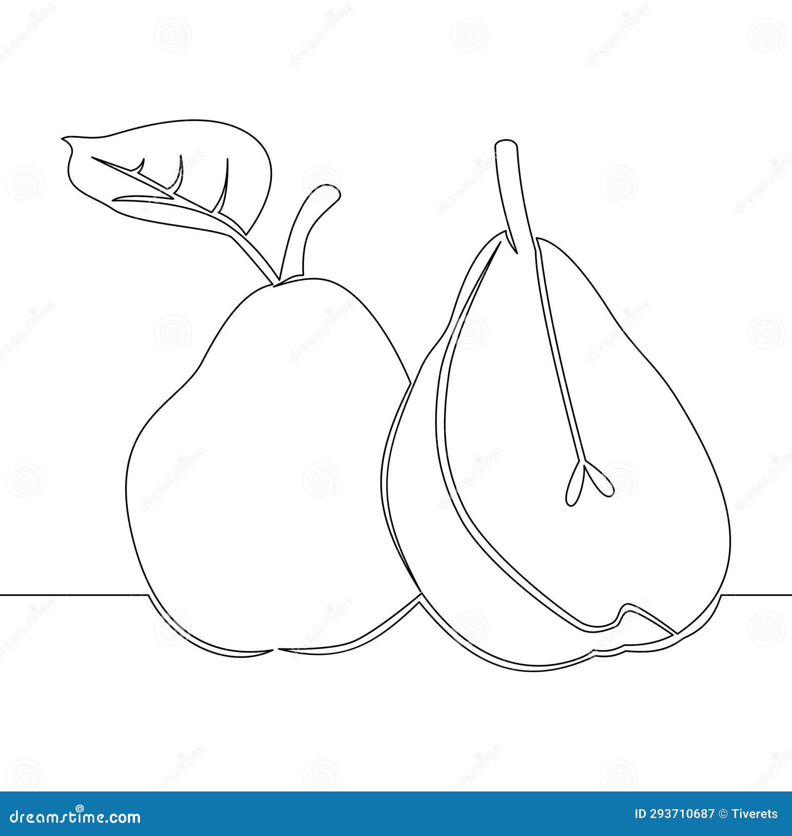 Continuous Line Drawing Pears Fruits Icon Vector Illustration Concept ...