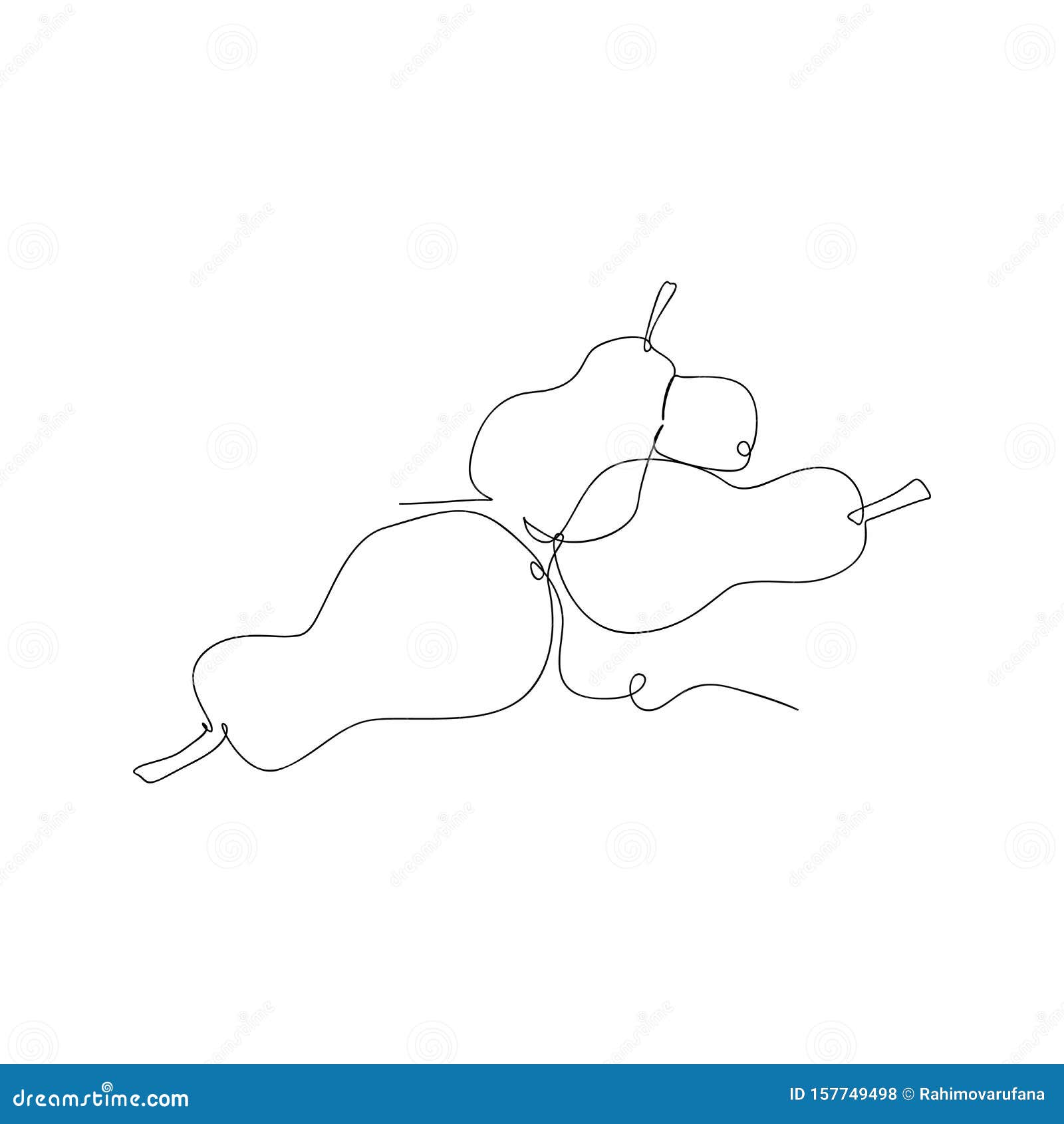 Continuous Line Drawing of Pears. Isolated Sketch Drawing of Pears Line ...