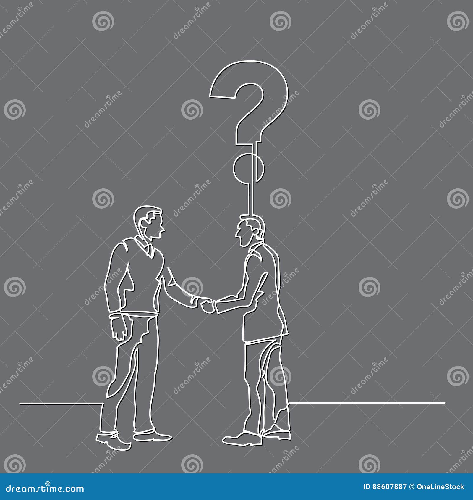 Continuous Line Drawing of People Meeting a New Question Stock Vector ...
