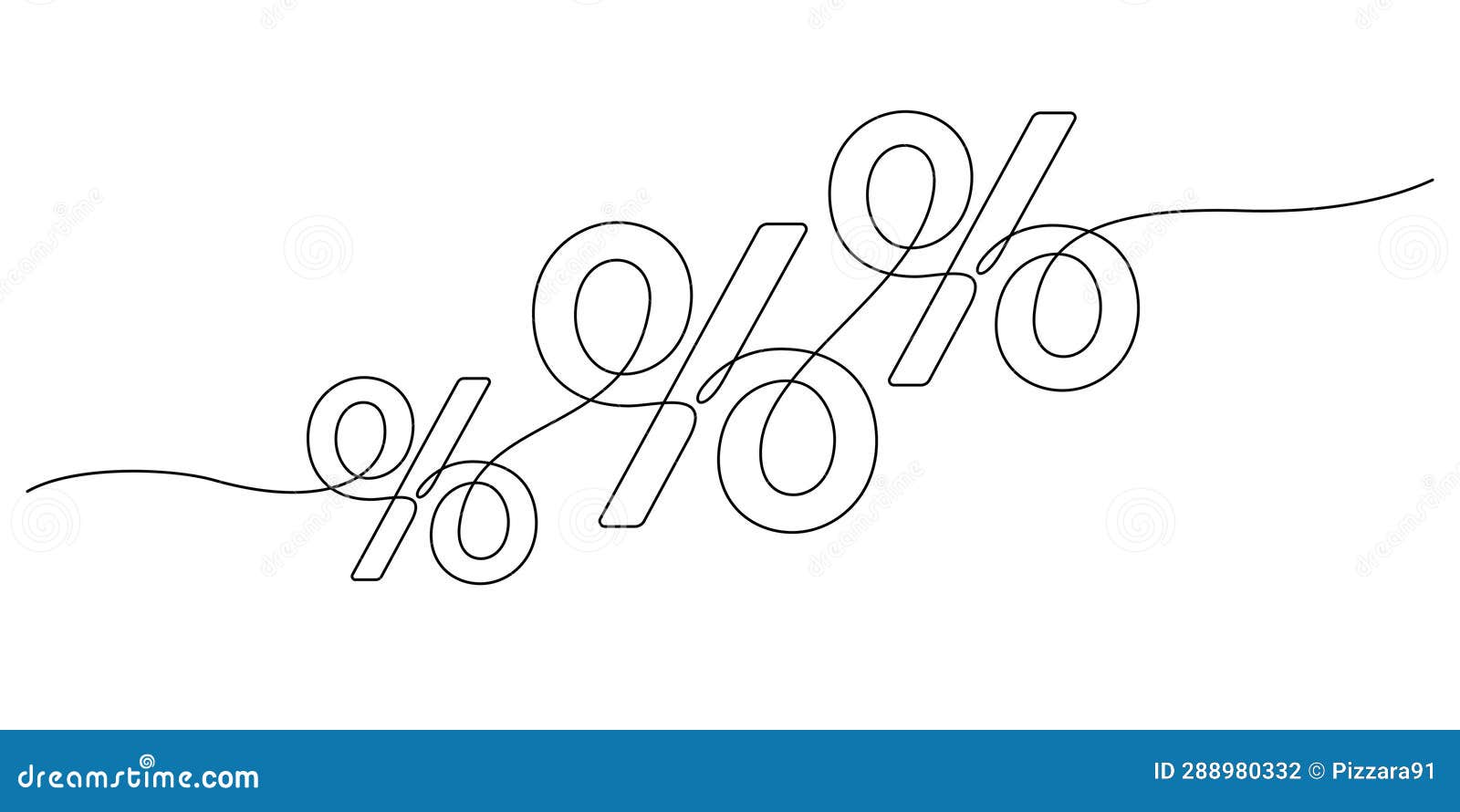 Continuous Line Drawing of Percent Symbol Triple Minimalist Stock ...