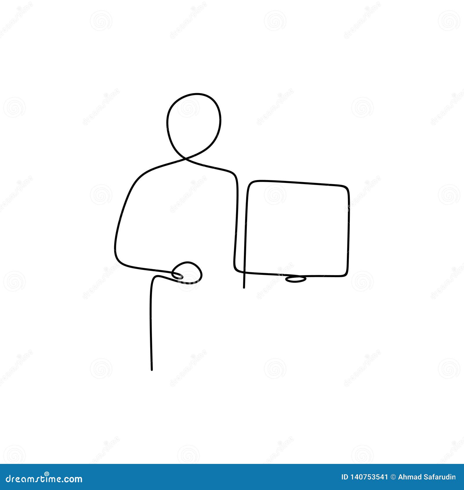 Continuous Line Drawing of Person Holding a Laptop Stock Vector ...