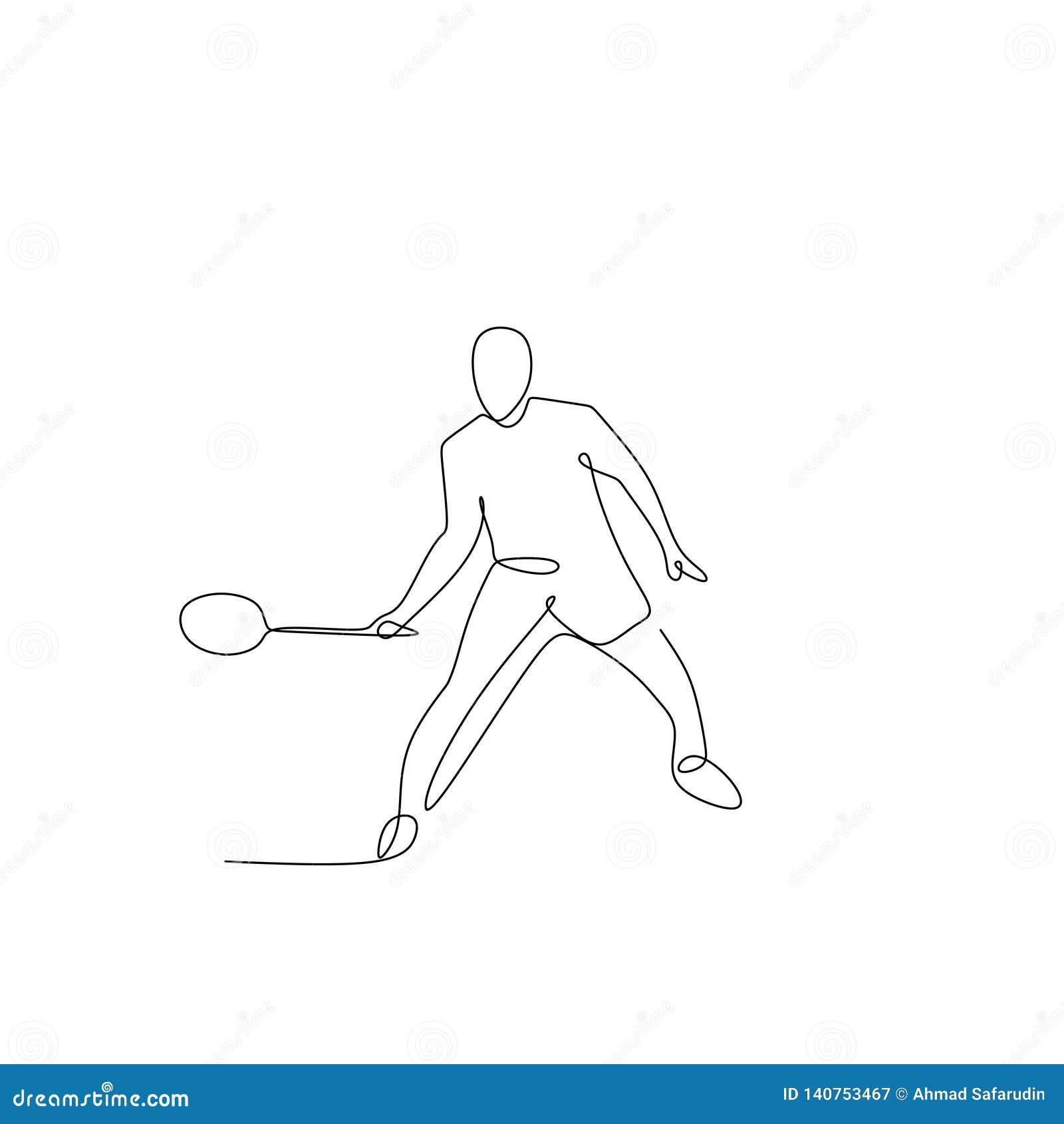 Continuous Line Drawing of a Person Playing Badminton Sport Game Stock ...