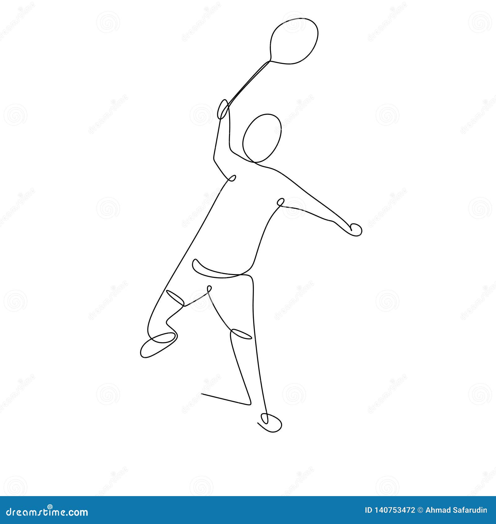 Continuous Line Drawing of a Person Playing Badminton Sport Game Stock ...