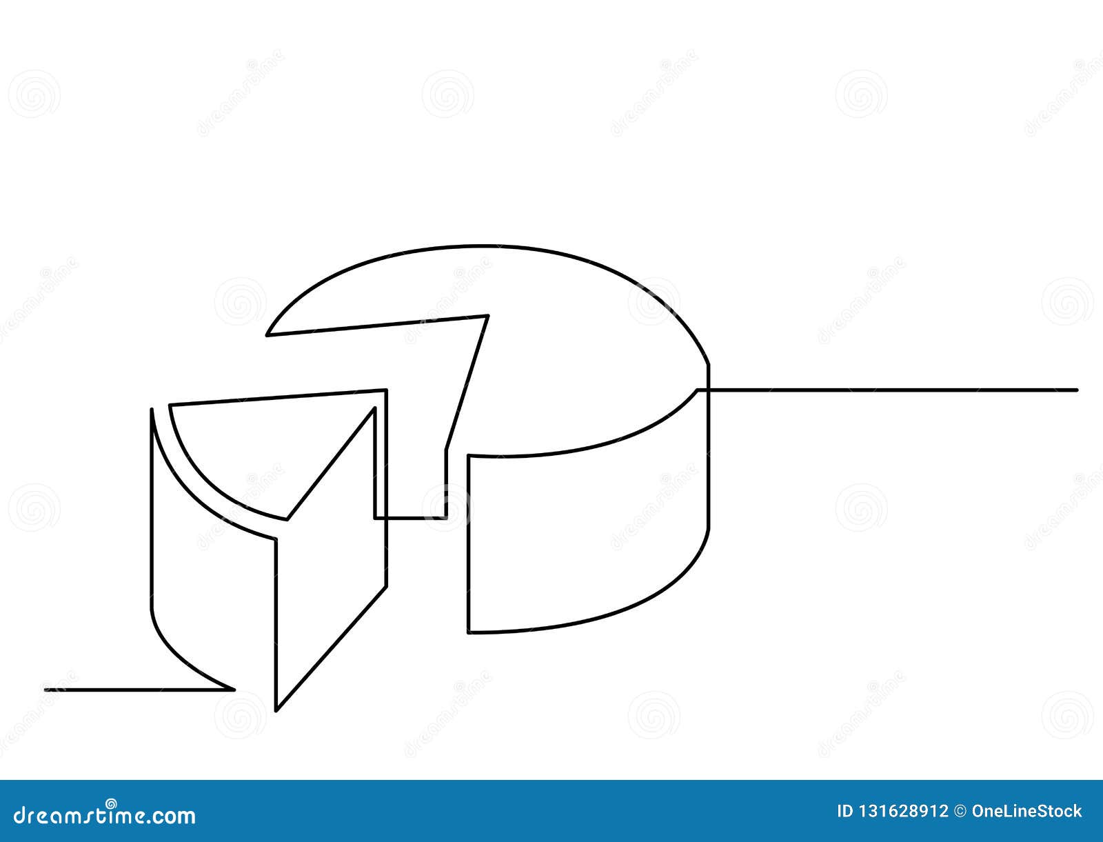 Continuous Line Drawing of Pie Chart Stock Vector - Illustration of ...
