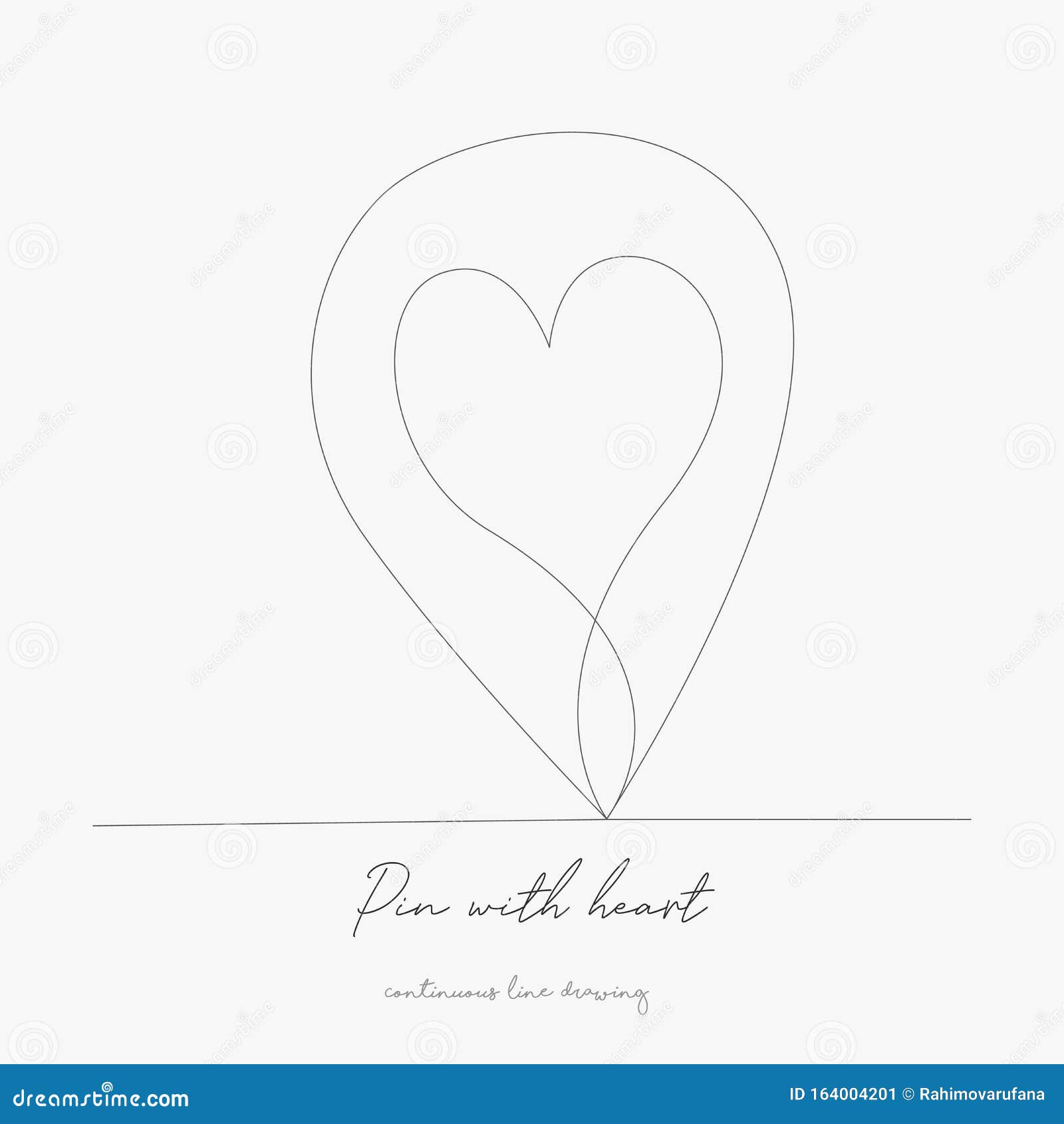 Continuous Line Drawing. Pin with Heart. Simple Vector Illustration ...