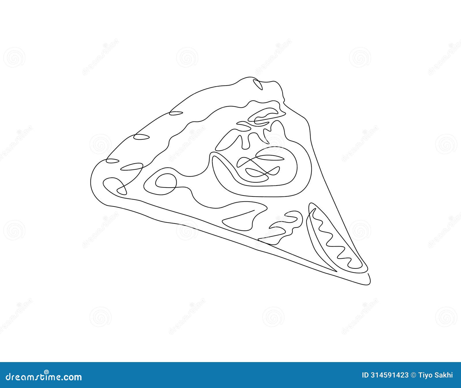 Continuous Line Drawing of Pizza. One Line of Pizza for Menu. Slice of ...