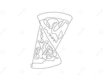Continuous Line Drawing of Pizza. One Line of Pizza for Menu. Slice of ...