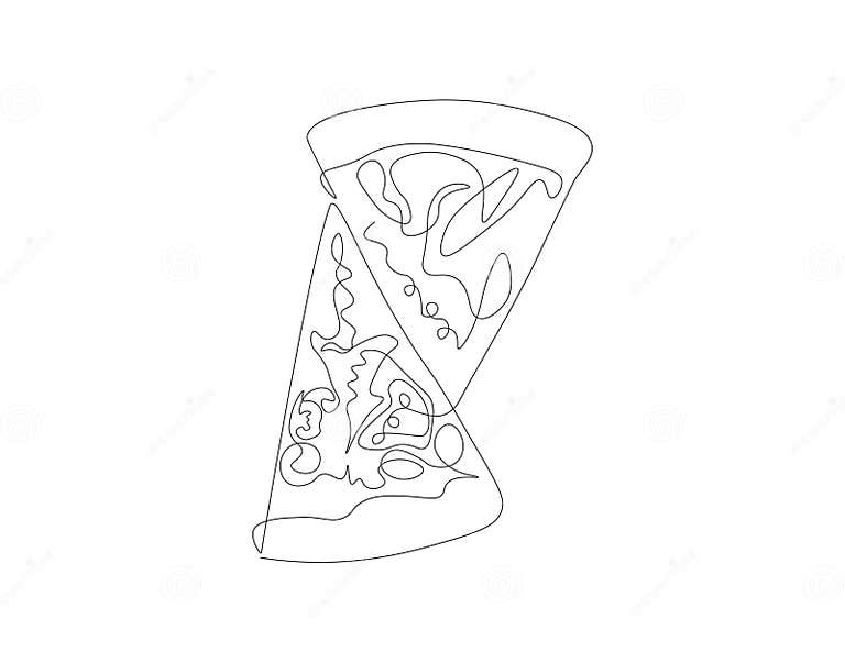 Continuous Line Drawing of Pizza. One Line of Pizza for Menu. Slice of ...