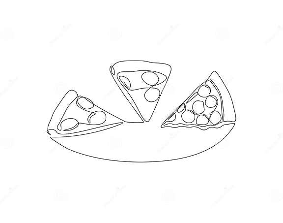 Continuous Line Drawing of Pizza. One Line of Pizza for Menu. Slice of ...