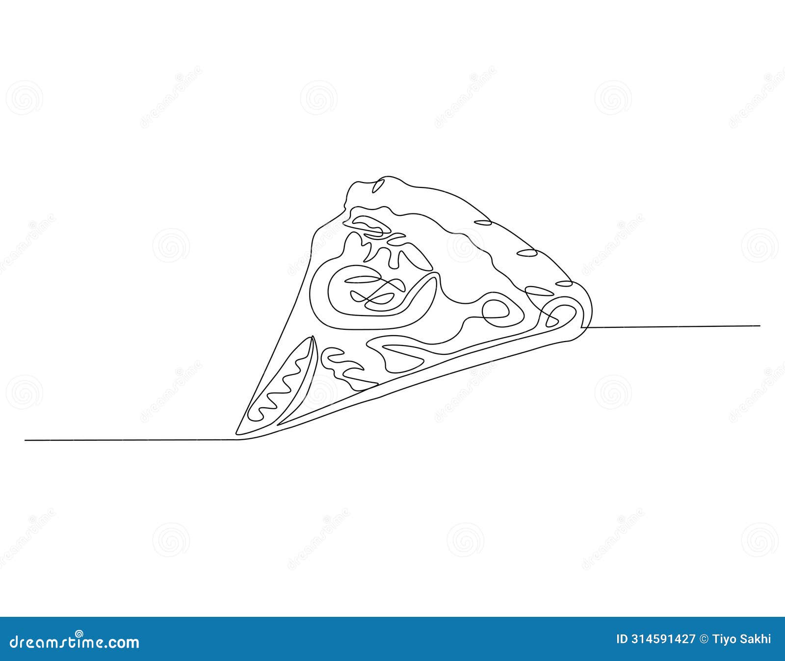 Continuous Line Drawing of Pizza. One Line of Pizza for Menu. Slice of ...