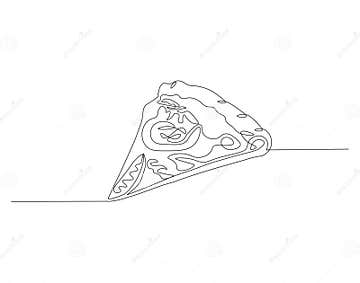 Continuous Line Drawing of Pizza. One Line of Pizza for Menu. Slice of ...