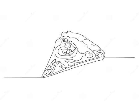 Continuous Line Drawing of Pizza. One Line of Pizza for Menu. Slice of ...