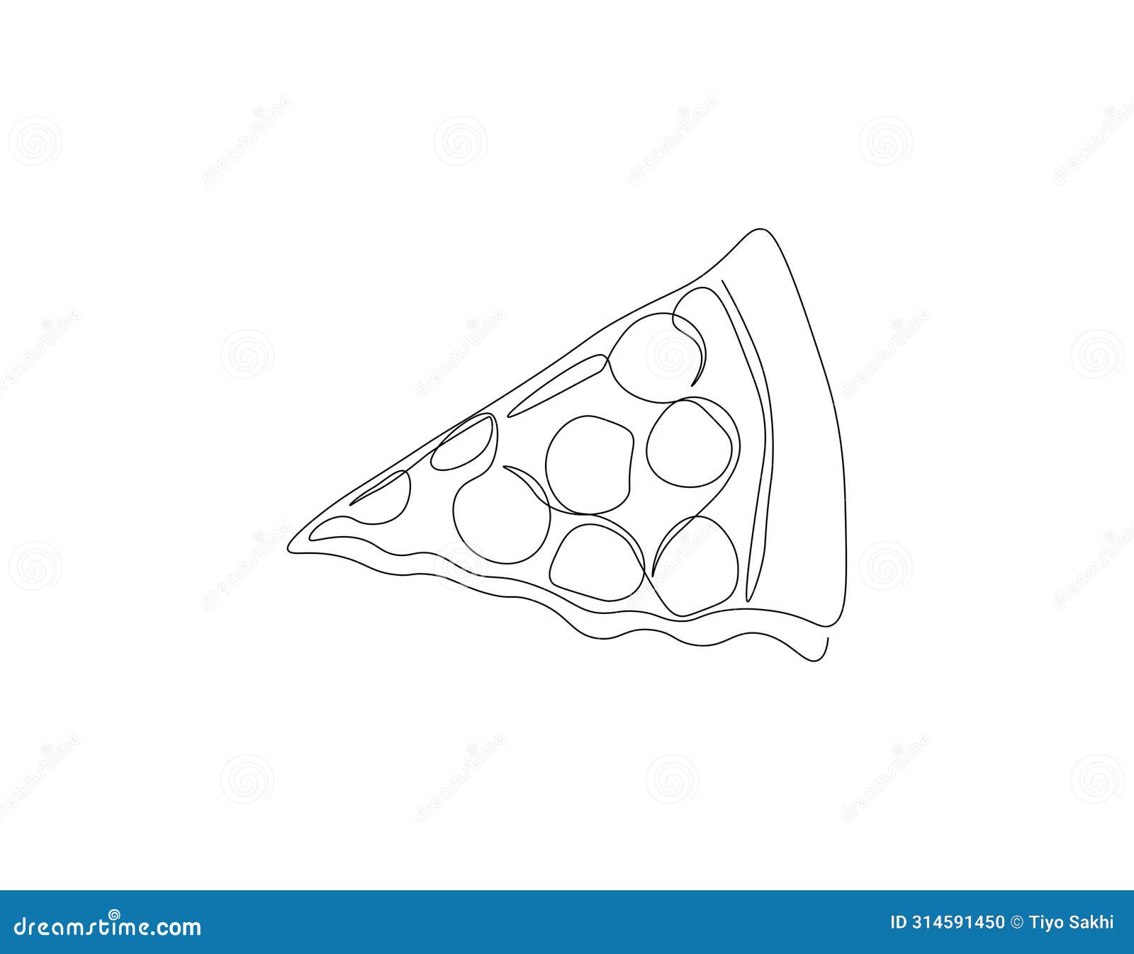 Continuous Line Drawing of Pizza. One Line of Pizza for Menu. Slice of ...