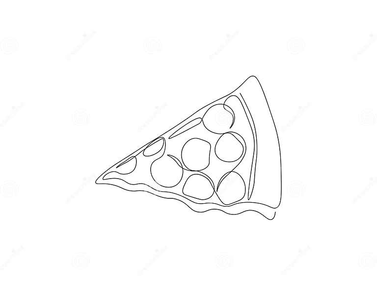 Continuous Line Drawing of Pizza. One Line of Pizza for Menu. Slice of ...