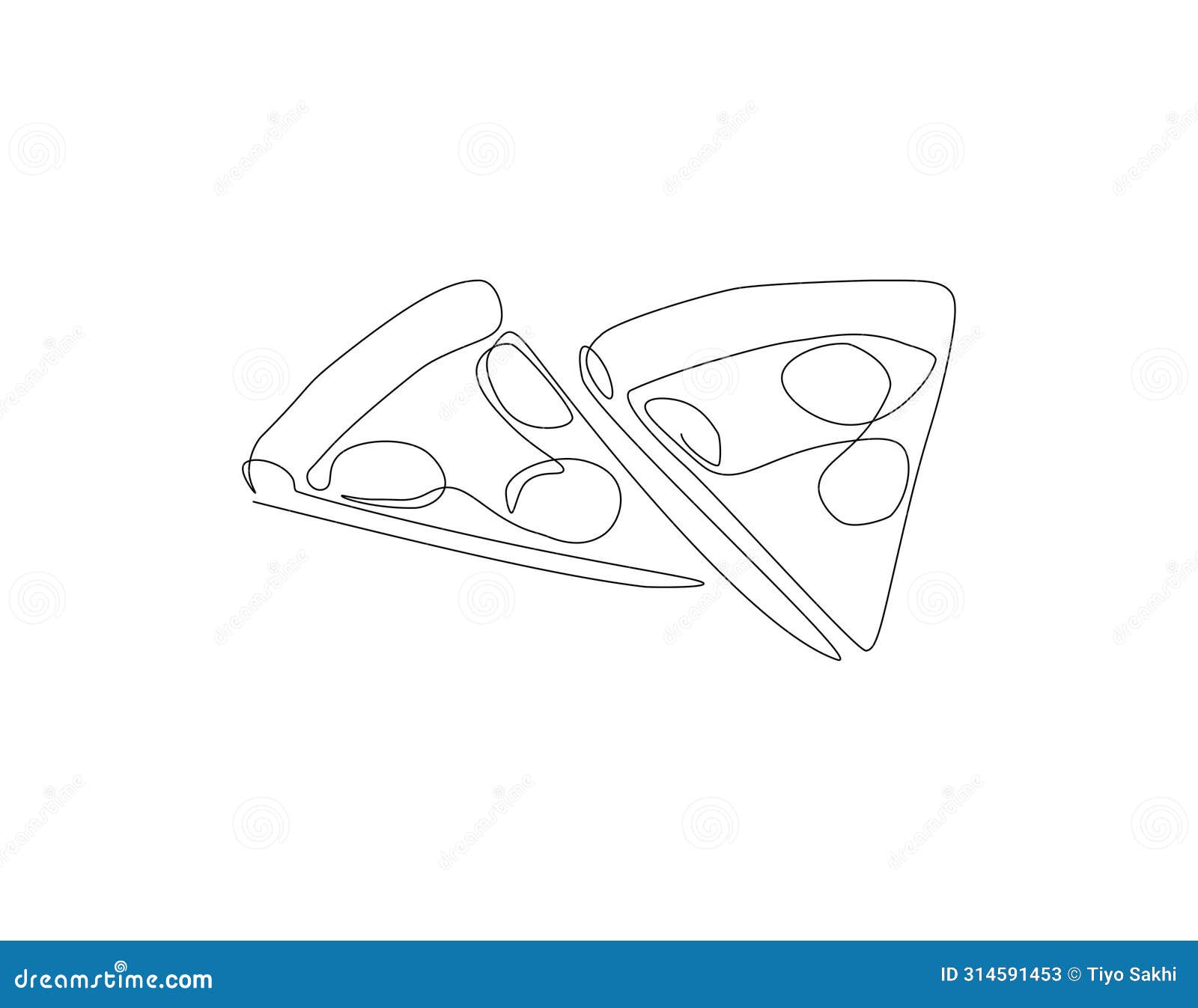 Continuous Line Drawing of Pizza. One Line of Pizza for Menu. Slice of ...