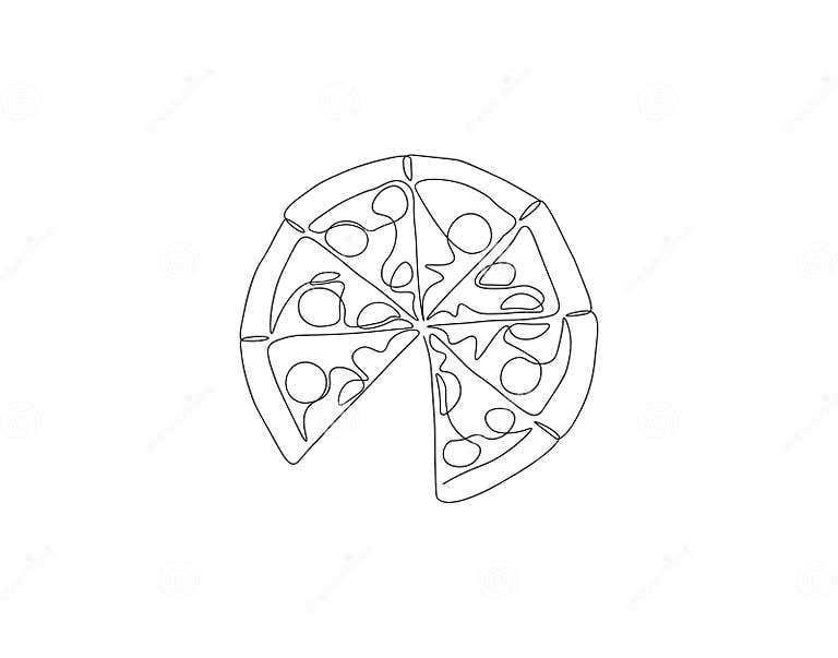 Continuous Line Drawing of Pizza. One Line of Pizza for Menu. Slice of ...