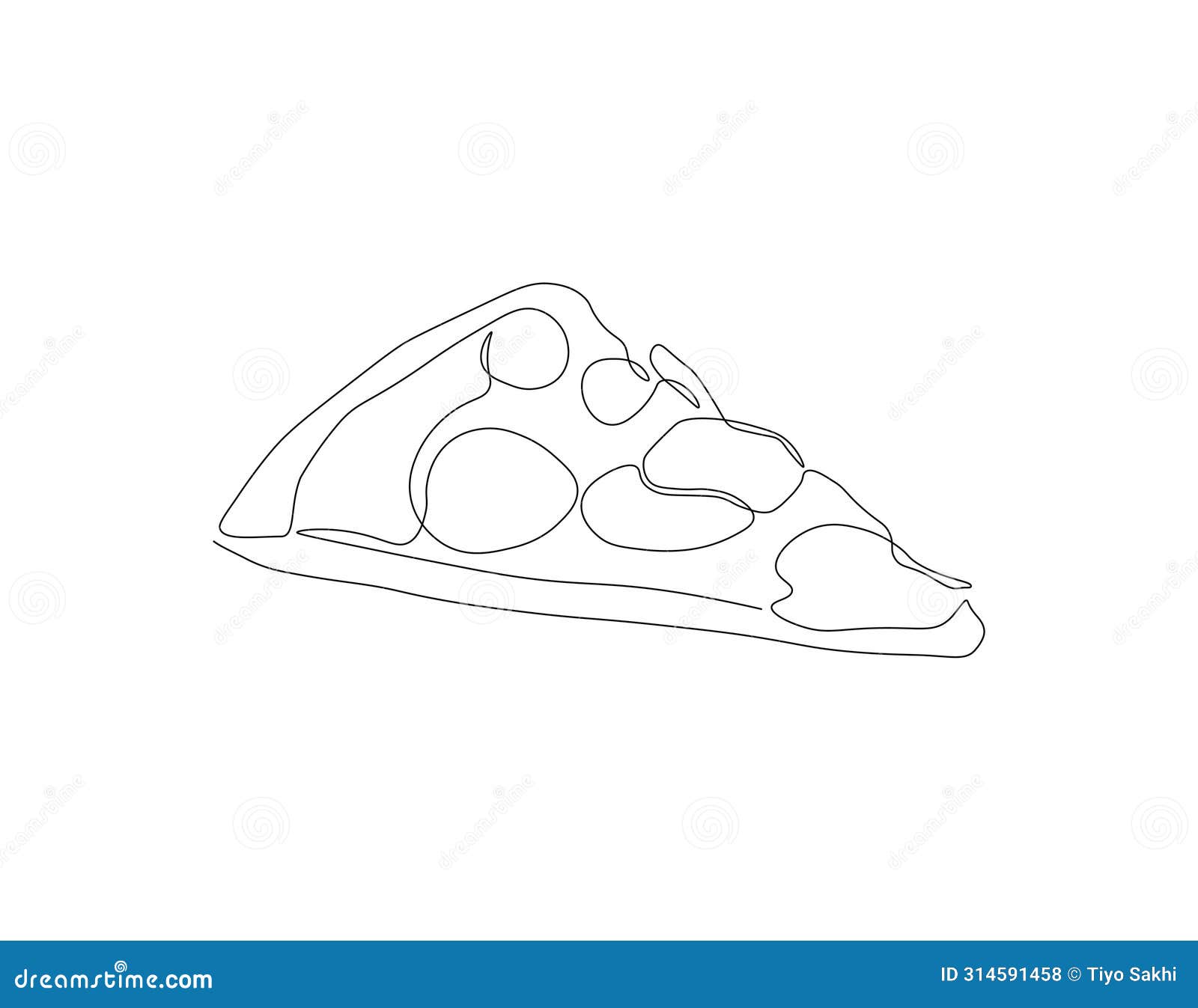 Continuous Line Drawing of Pizza. One Line of Pizza for Menu. Slice of ...