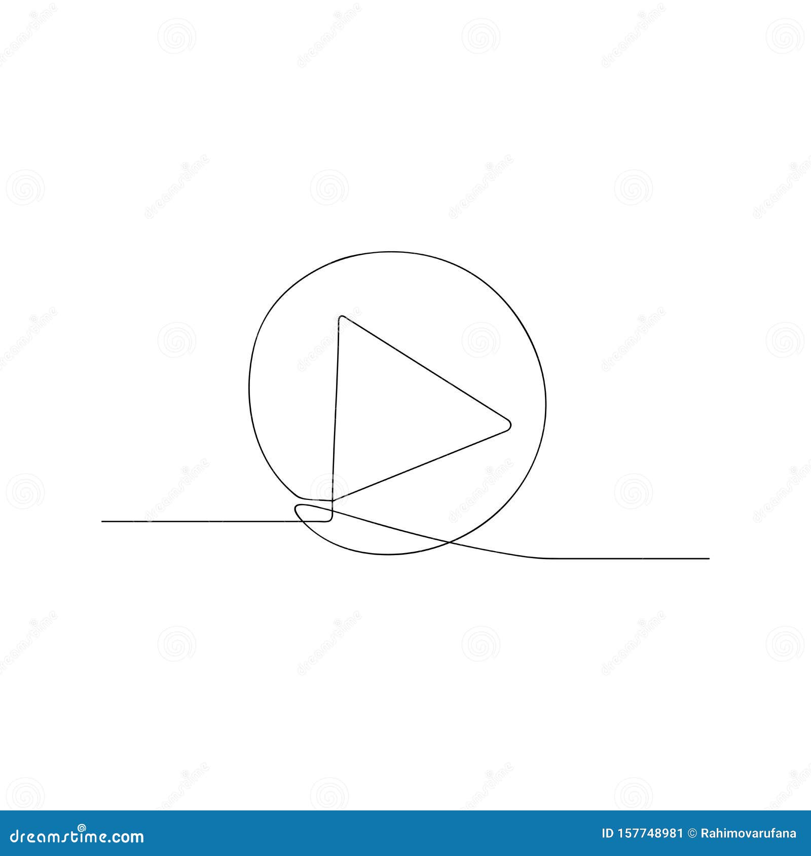 Continuous Line Drawing of Play Button. Isolated Sketch Drawing of Play ...