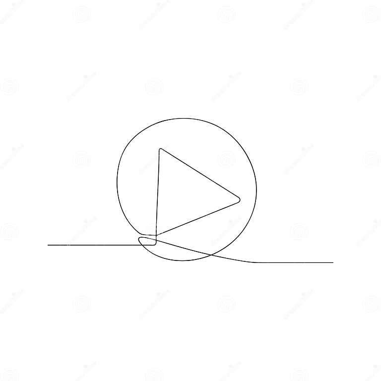 Continuous Line Drawing of Play Button. Isolated Sketch Drawing of Play ...