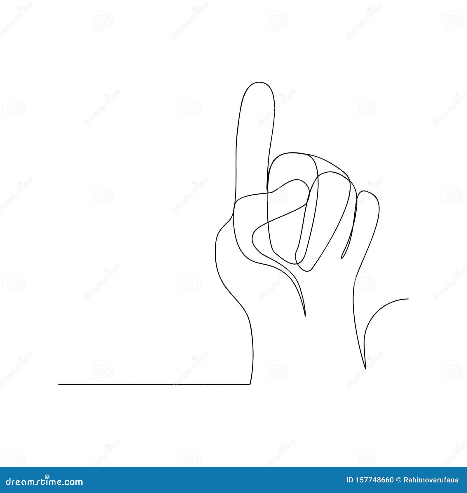 Continuous Line Drawing of Pointing Finger. Isolated Sketch Drawing of ...