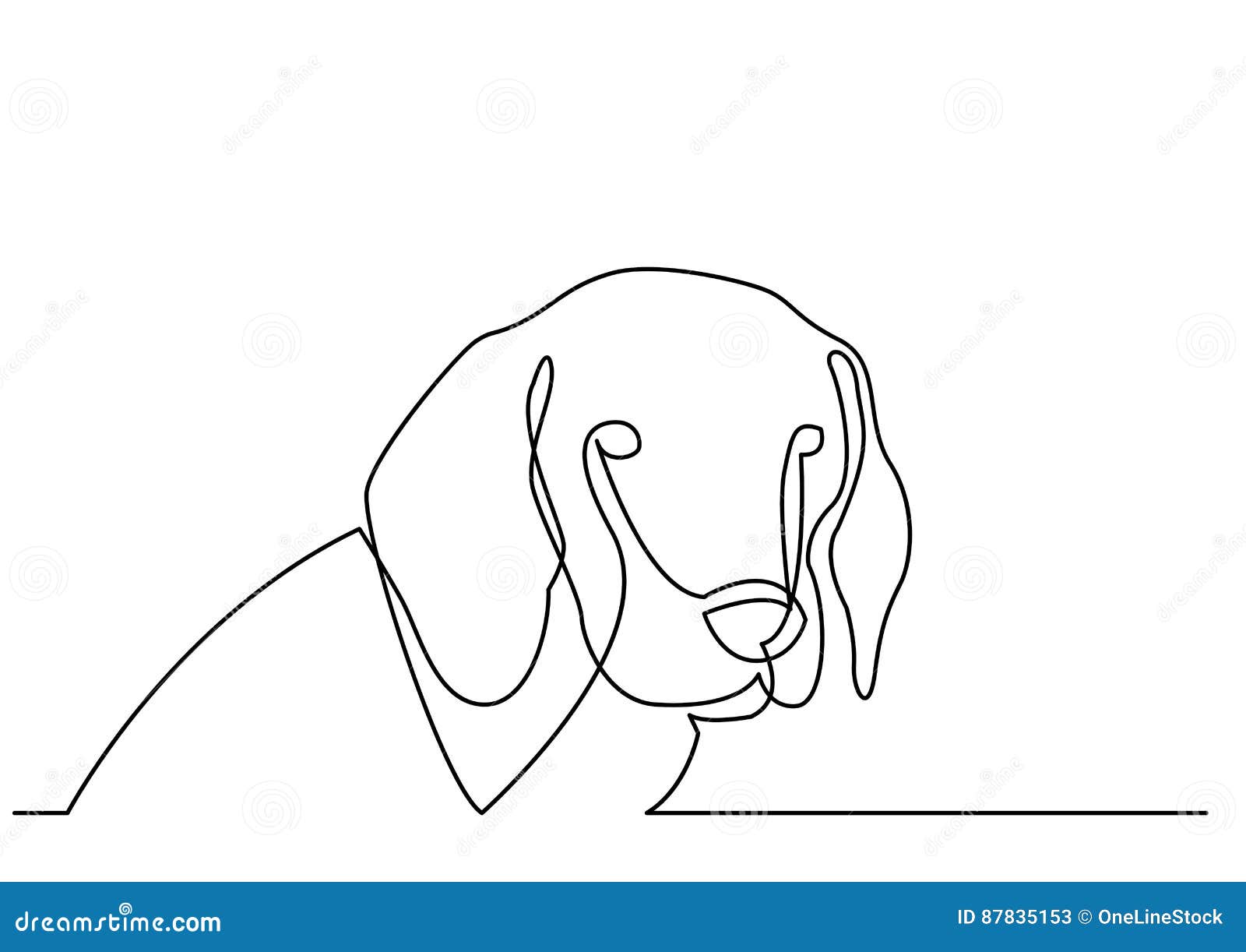 Continuous Line Drawing of Portrait of Dog Stock Vector - Illustration ...