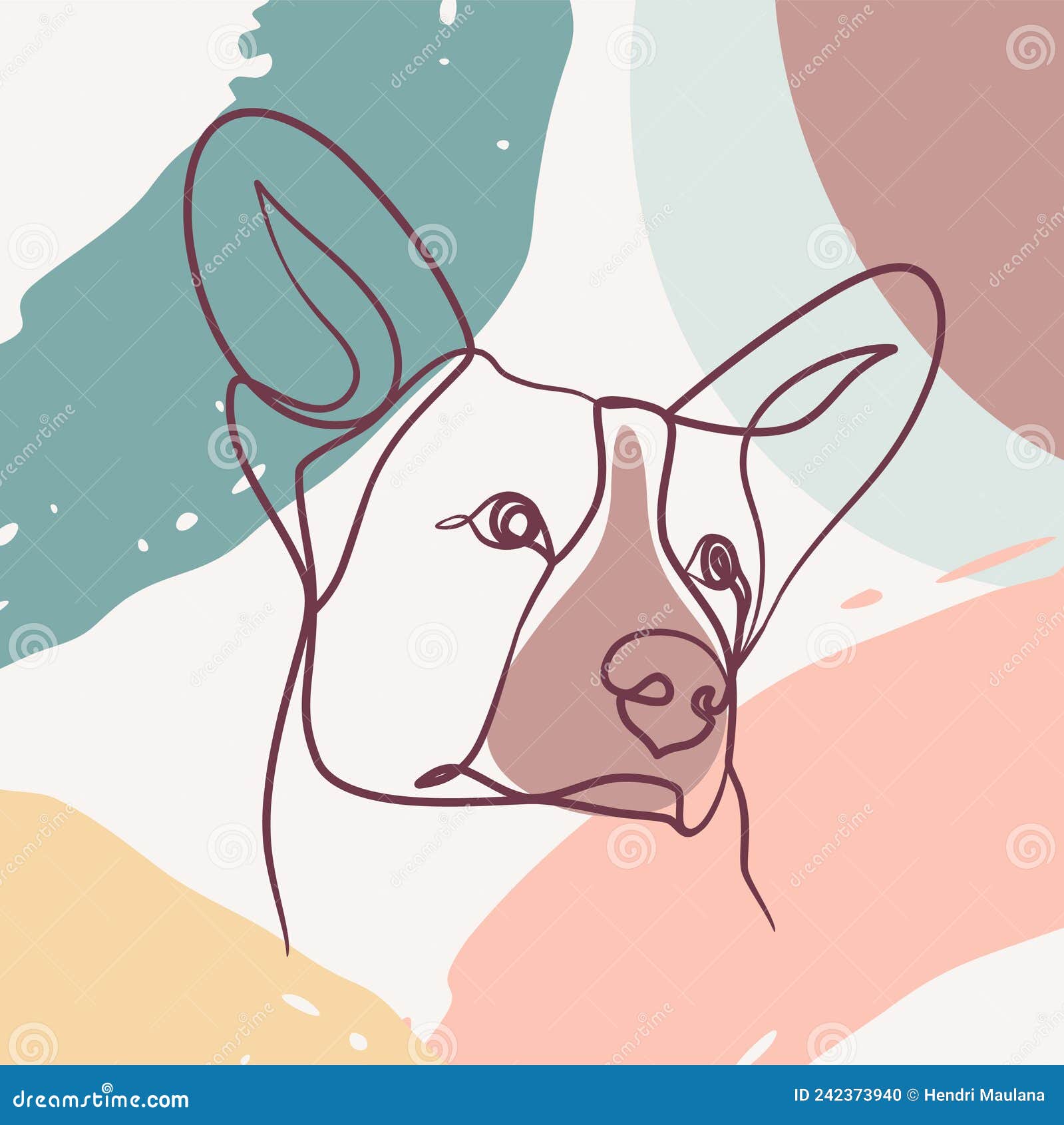 Continuous Line Drawing Poster of Dog Head Stock Vector - Illustration ...