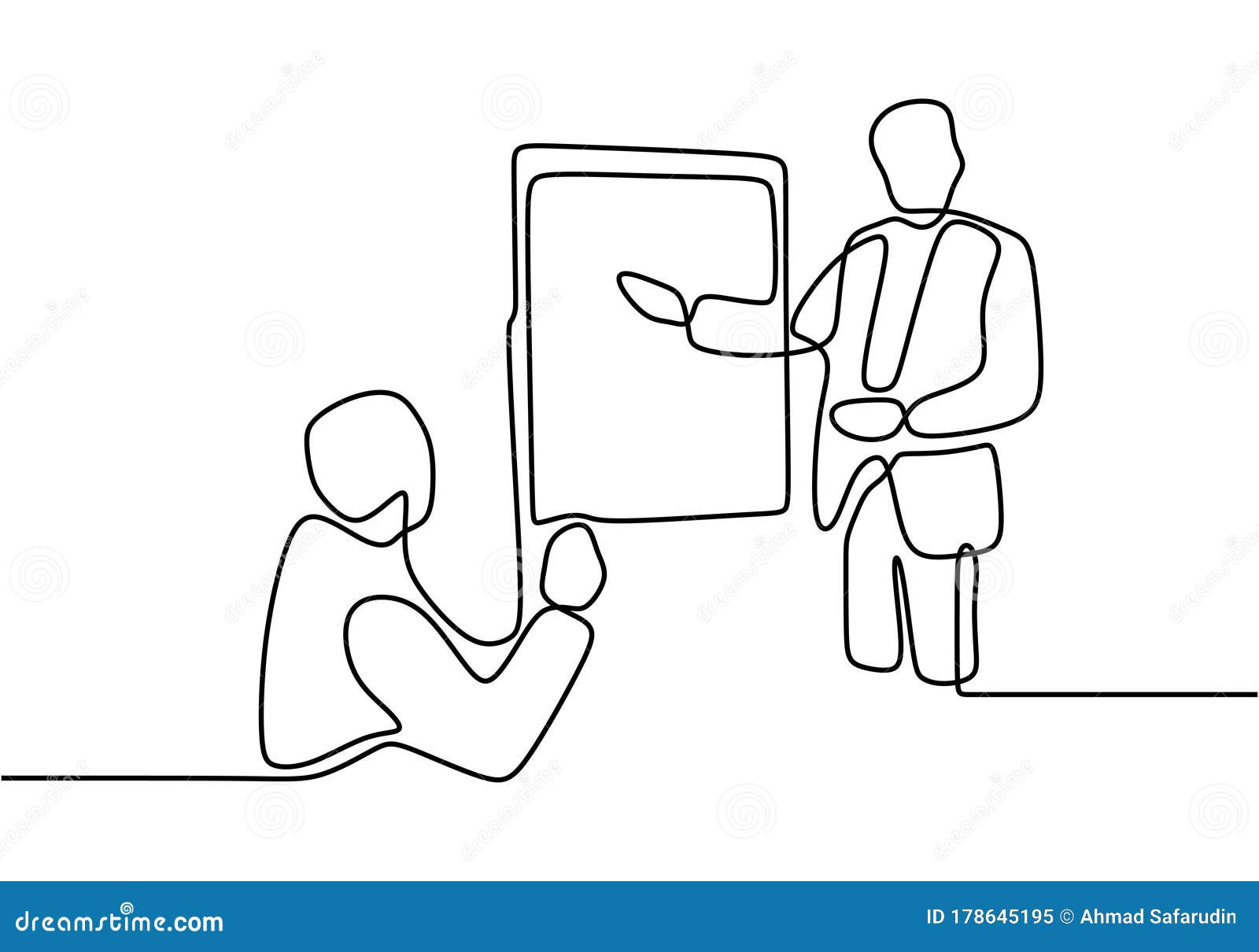 Continuous Line Drawing of Presentation. Creative Business Team ...