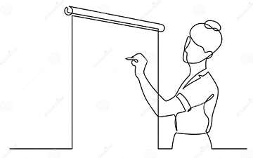 Continuous Line Drawing of Presenter Drawing on Presentation Screen ...