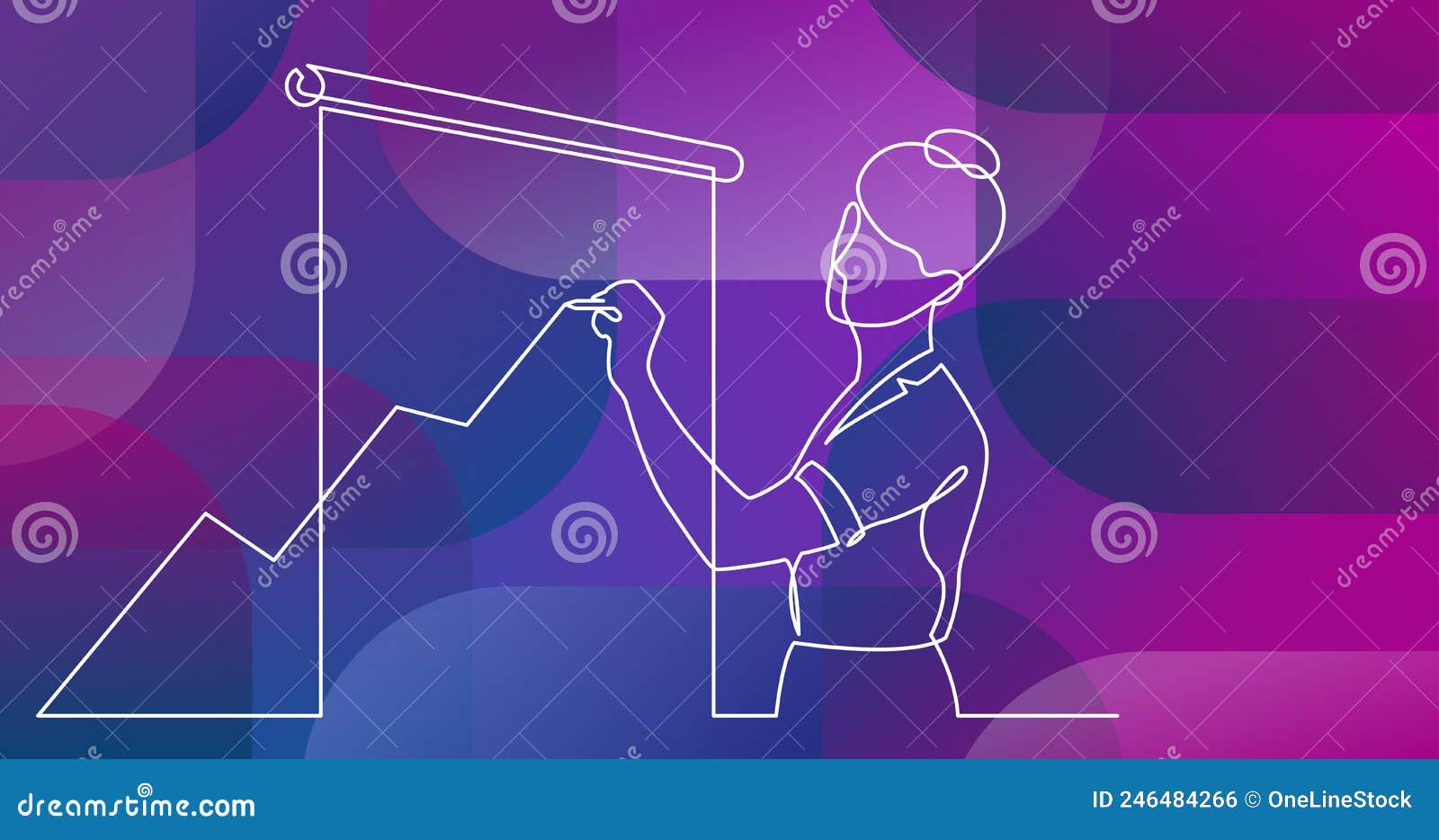 Continuous Line Drawing of Presenter Drawing Increasing Diagram Stock ...
