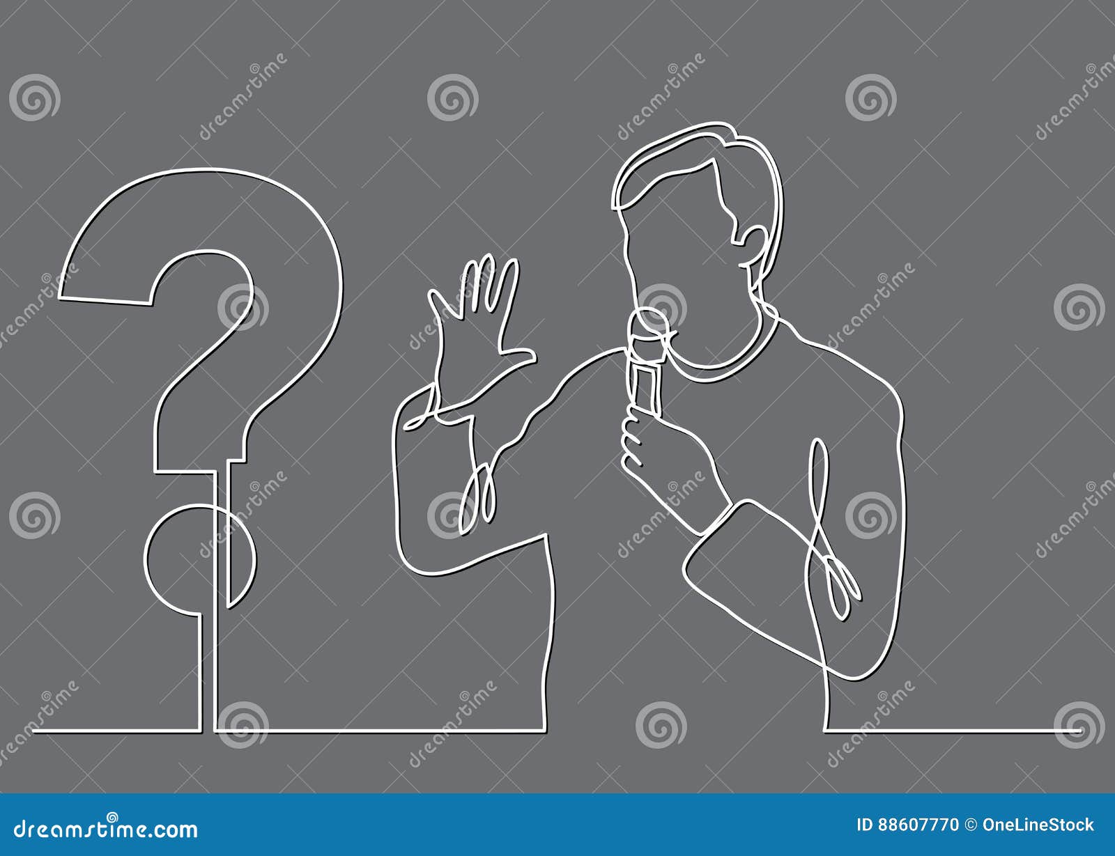 Continuous Line Drawing of Presenter Speaking about a Question Stock ...