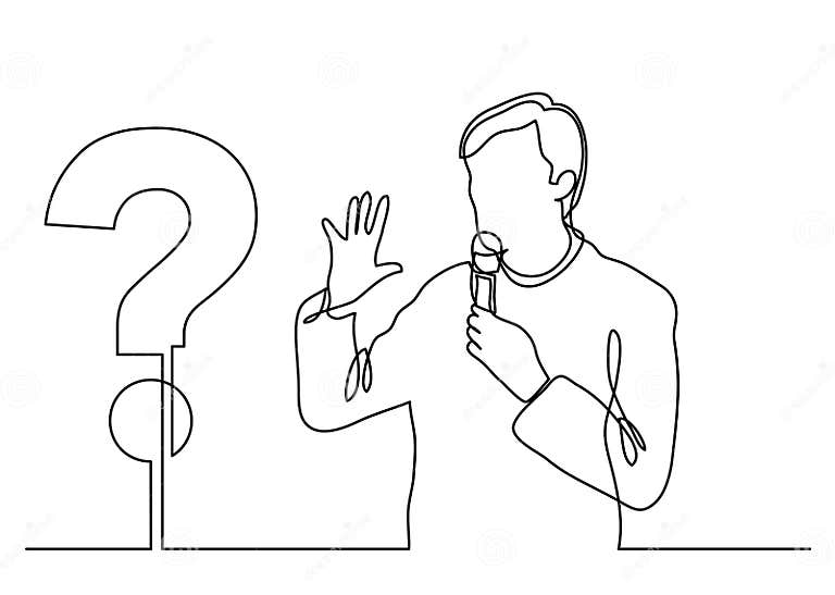 Continuous Line Drawing of Presenter Speaking about a Question Stock ...