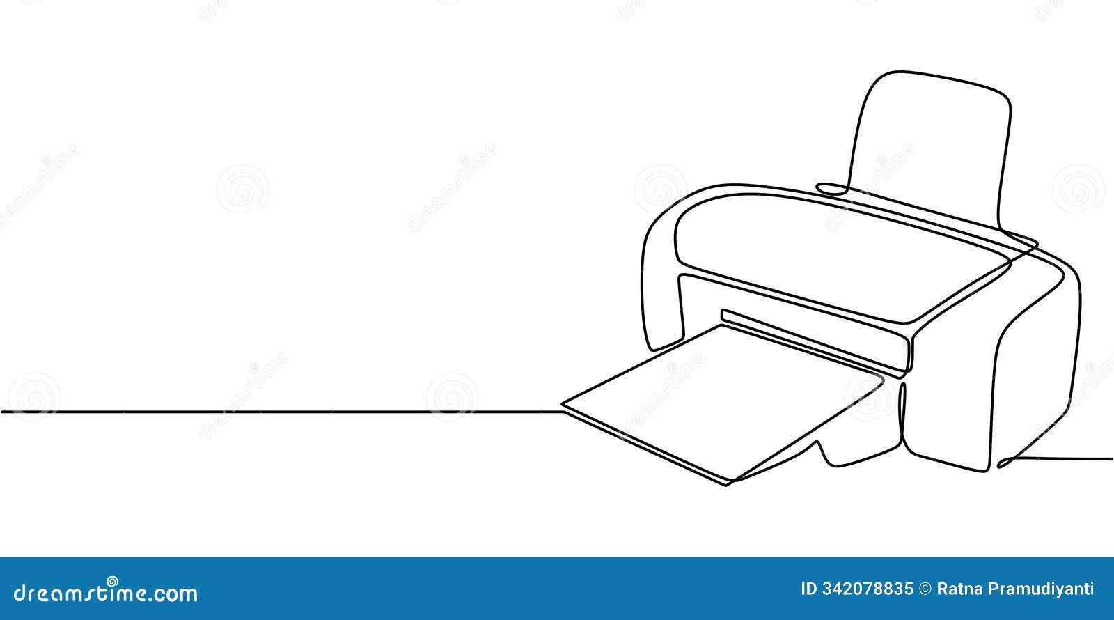 Continuous Line Drawing of Printer Ejecting Paper Minimalist Office ...