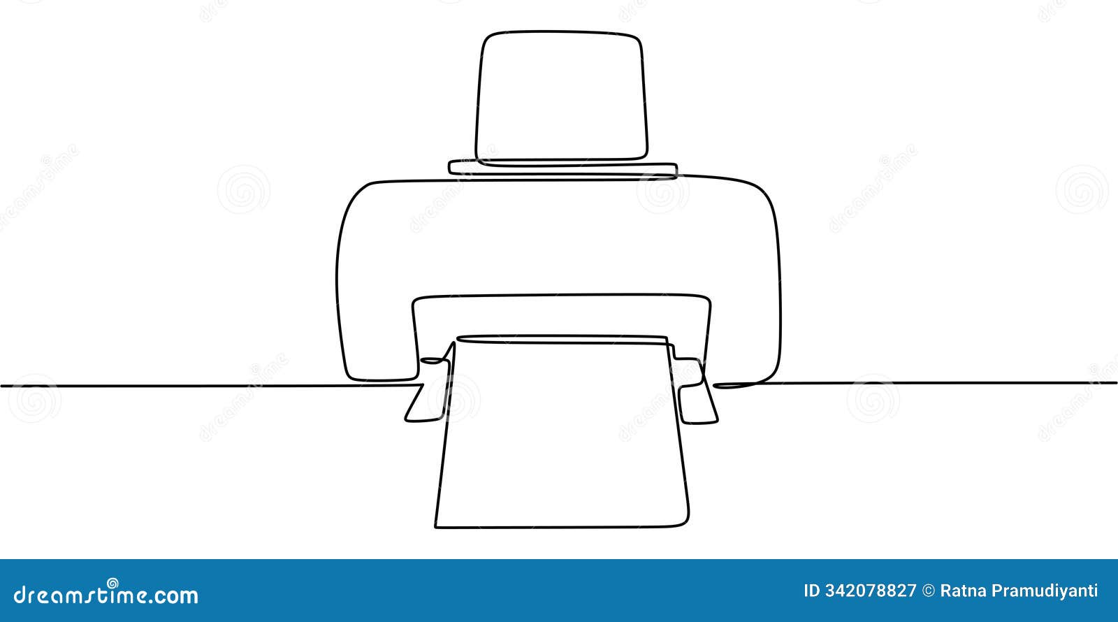 Continuous Line Drawing of Printer Ejecting Paper Minimalist Office ...
