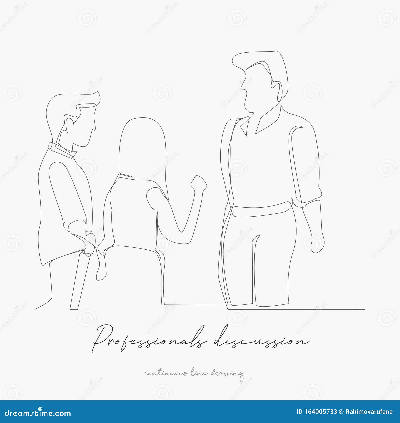 Continuous Line Drawing. Professionals Discussion. Simple Vector ...